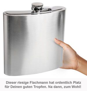 Riesen Flachmann XXL aus Metall - 1,1 Liter Hip Flask silber