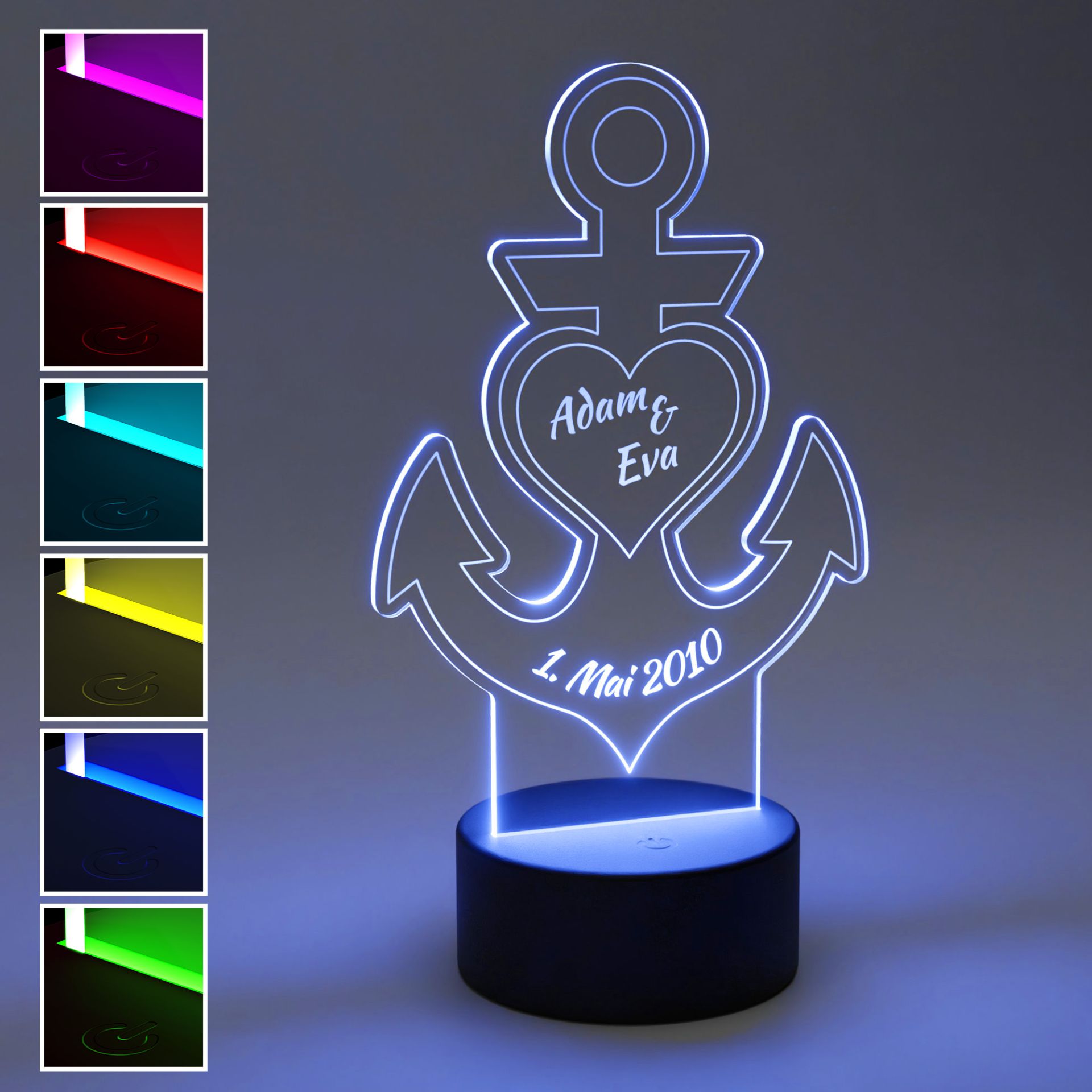 Personalisierter LED Anker - Dekolicht Lampe mit Gravur