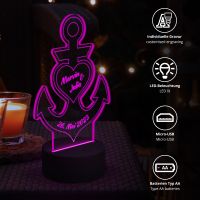 Personalisierter LED Anker - Dekolicht Lampe mit Gravur