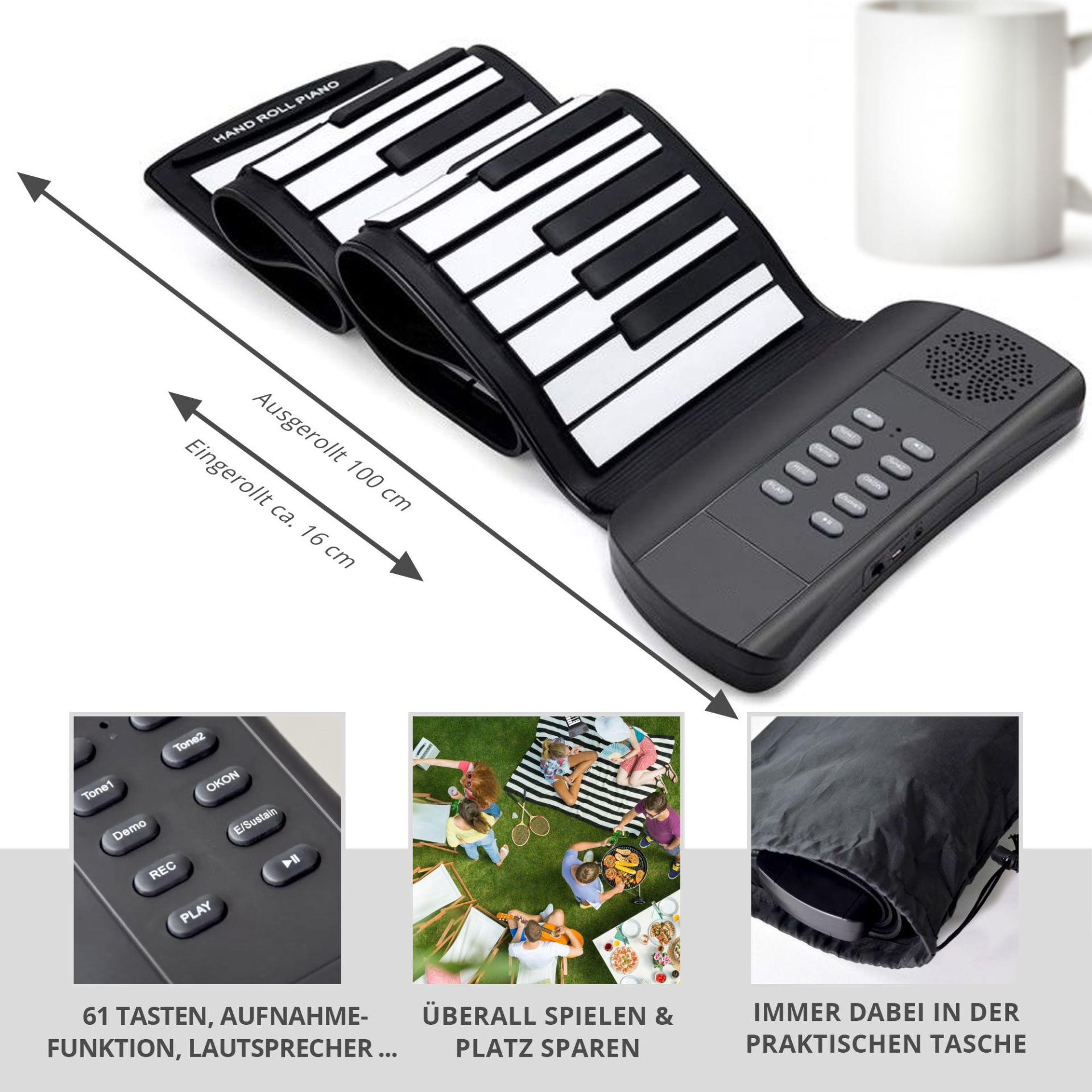 Hand Roll Up Keyboard - Faltbares Piano Musikinstrument