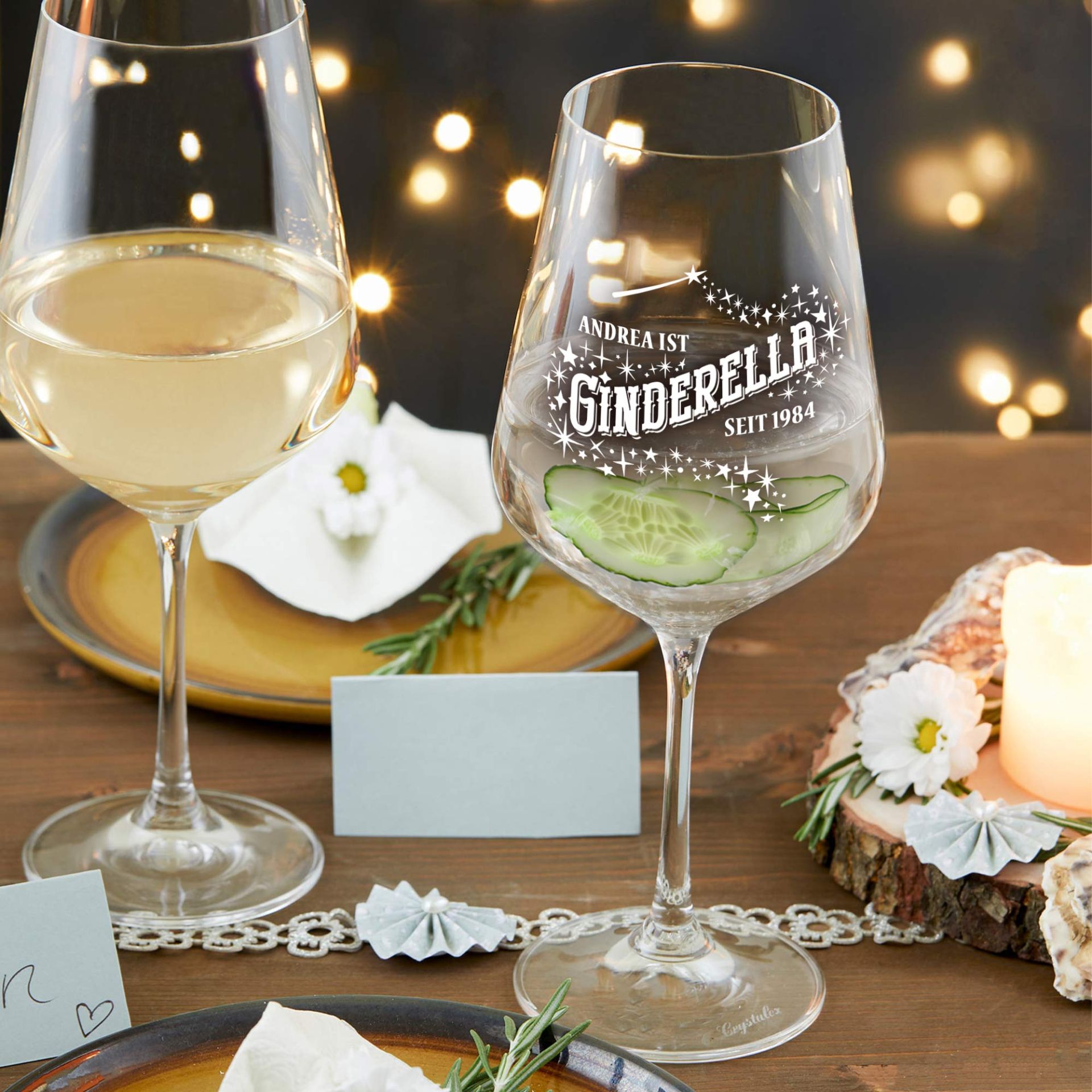 Personalisiertes Weinglas mit Gravur - Ginderella