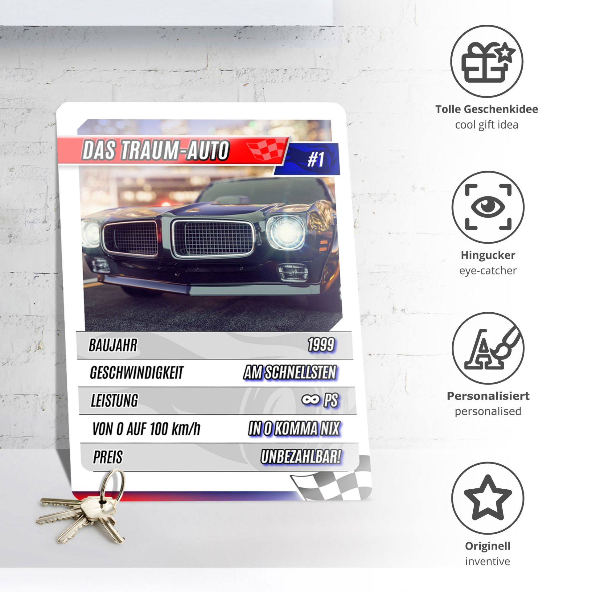 Übergroße Spielkarte XXL - Auto Quartett