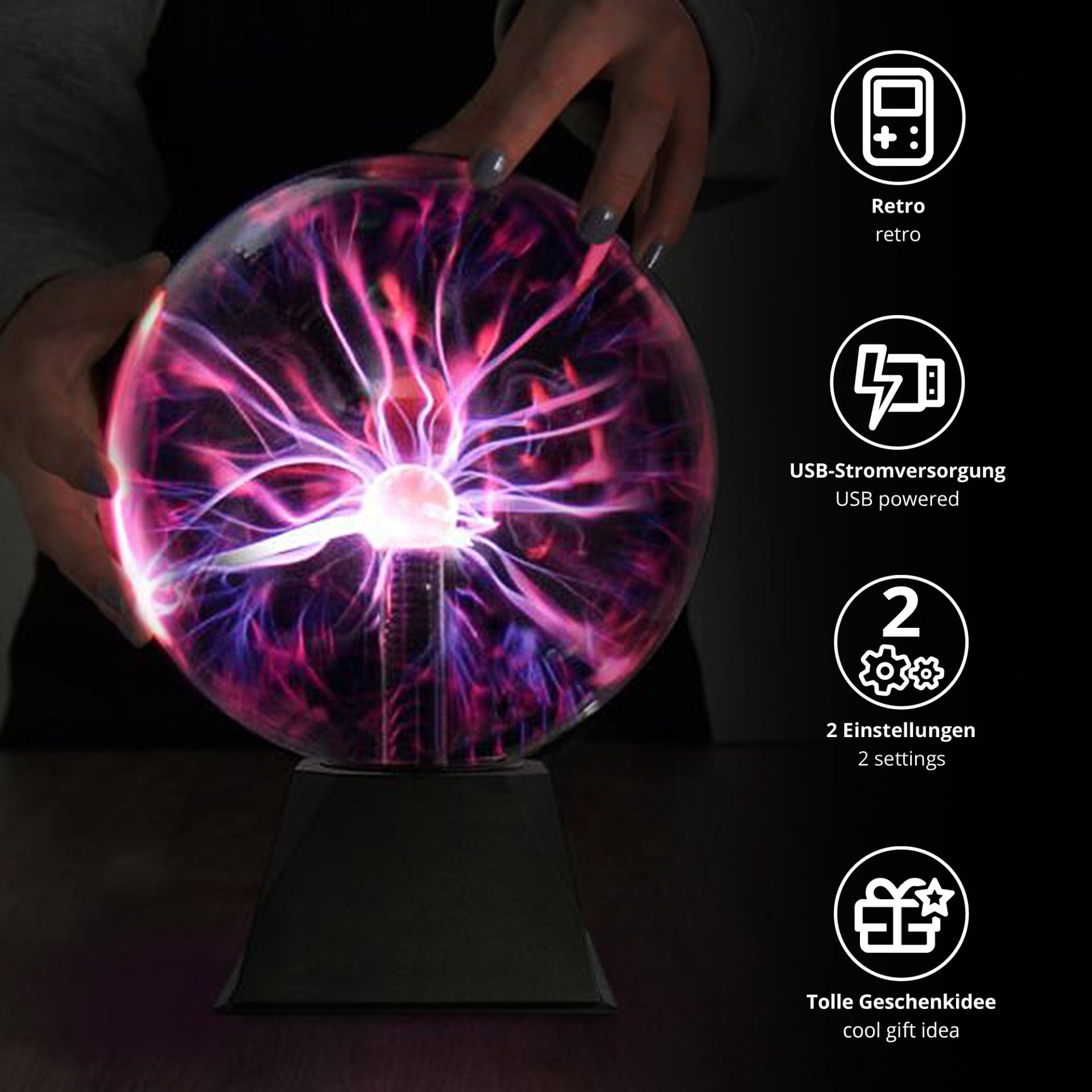 Zauberkugel Plasma Ball - Touch Lampe mit Lichteffekt