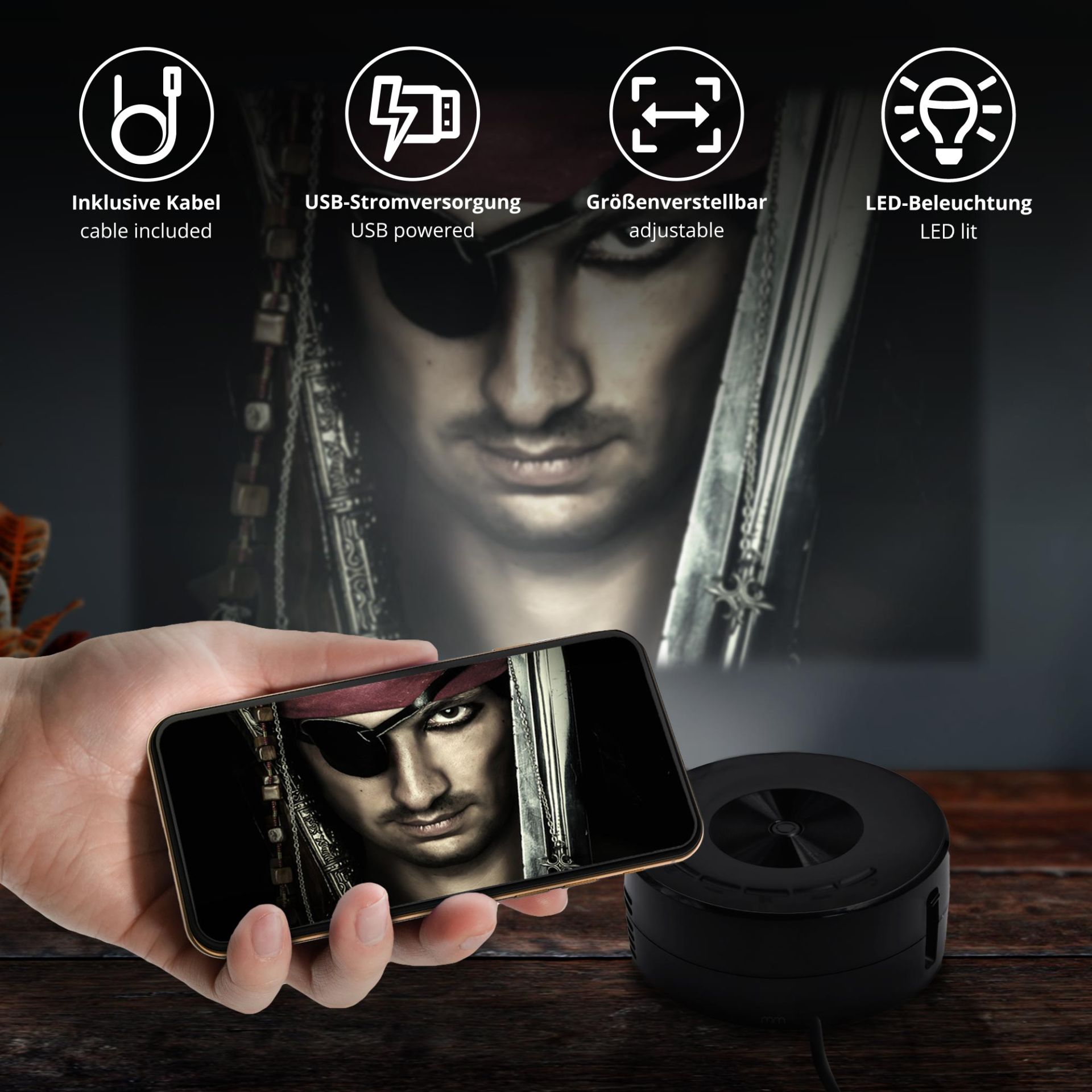 Mobiler Mini Beamer - Kleiner LED Projektor fürs Smartphone