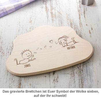 Wolkenbrettchen mit Liebesgravur - Wolke 7 personalisiert