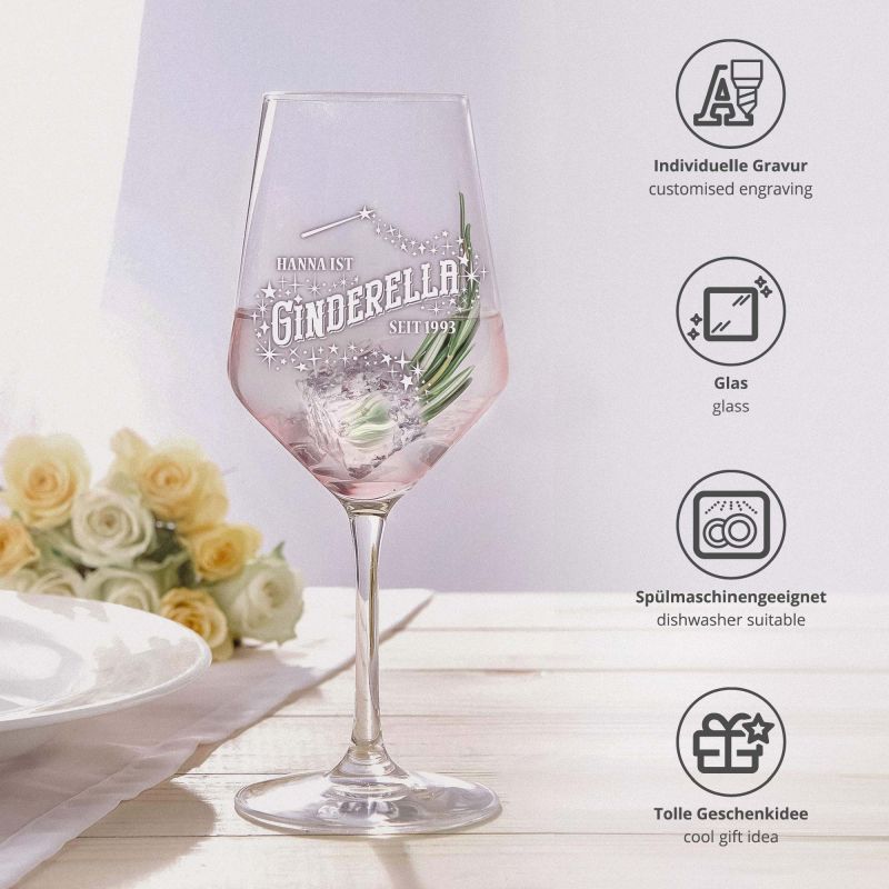Personalisiertes Weinglas mit Gravur - Ginderella